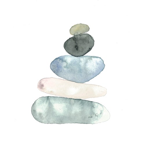 Stacked Rocks Art Print Wall Decor Watercolor Painting - Etsy