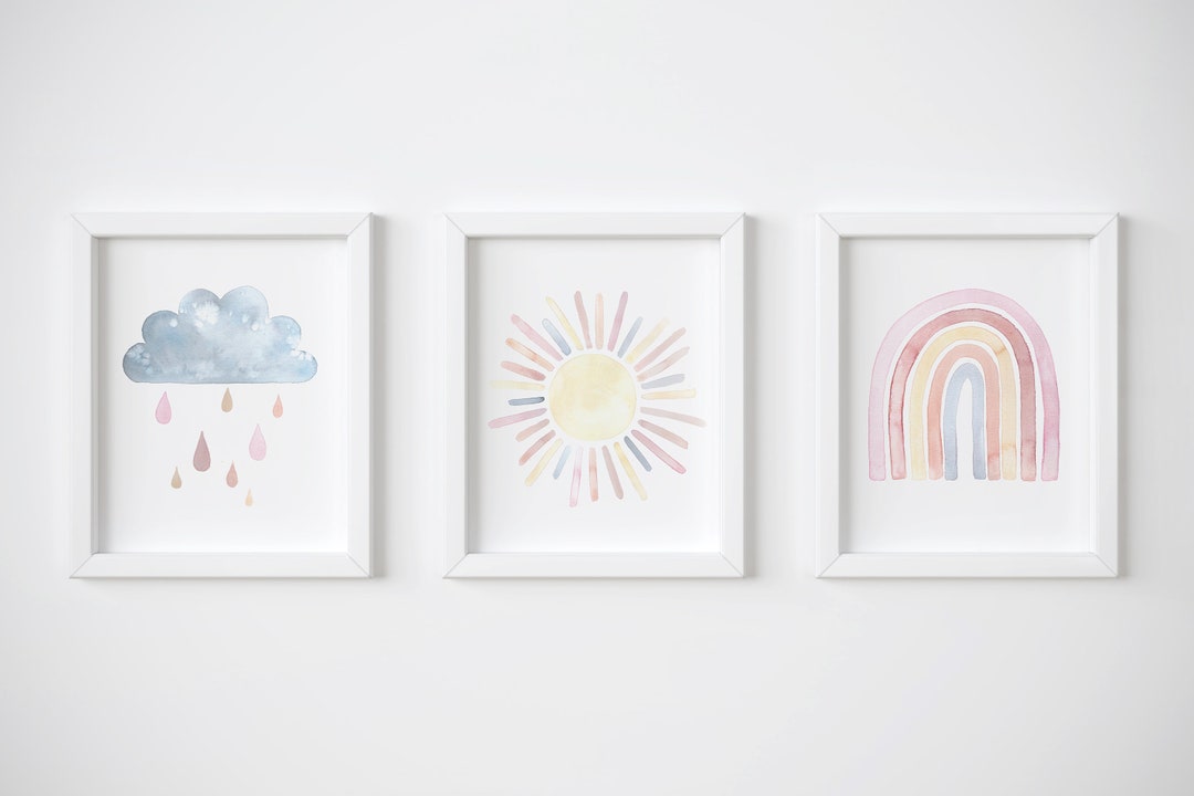 Printable Digital Download Weather Theme Set | Rainbow, Sun, Cloud Art ...