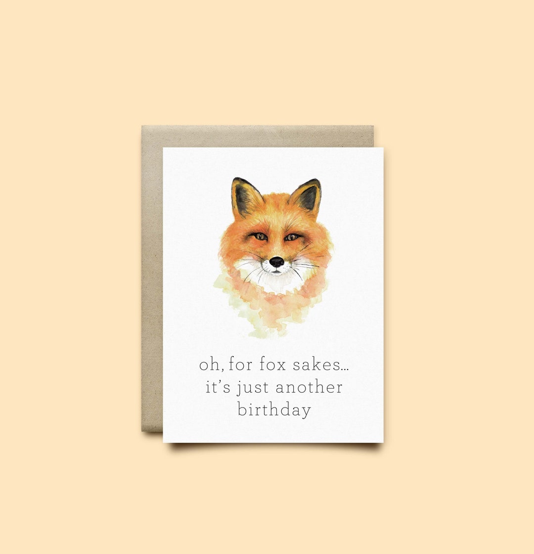Fox Birthday Card, Birthday Card, Fox Card, Fox Gift, Funny Birthday ...