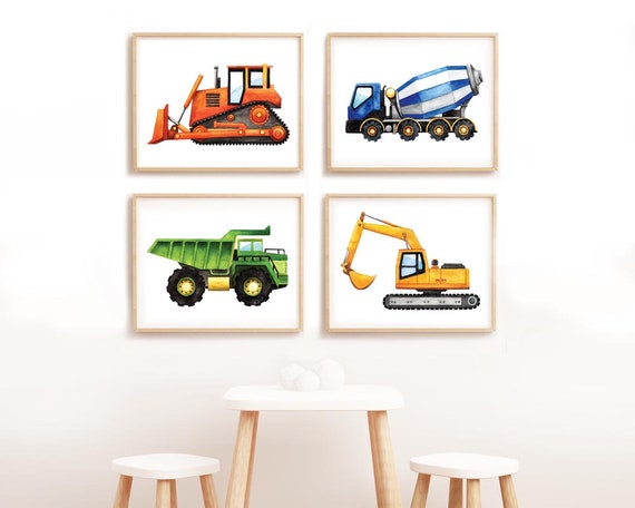 Printable Construction Theme Art Decor Set of 4 Construction - Etsy ...