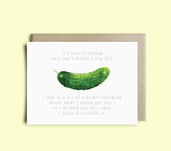 PRINTABLE Pickle Greeting Card Birthday Card Watercolor - Etsy