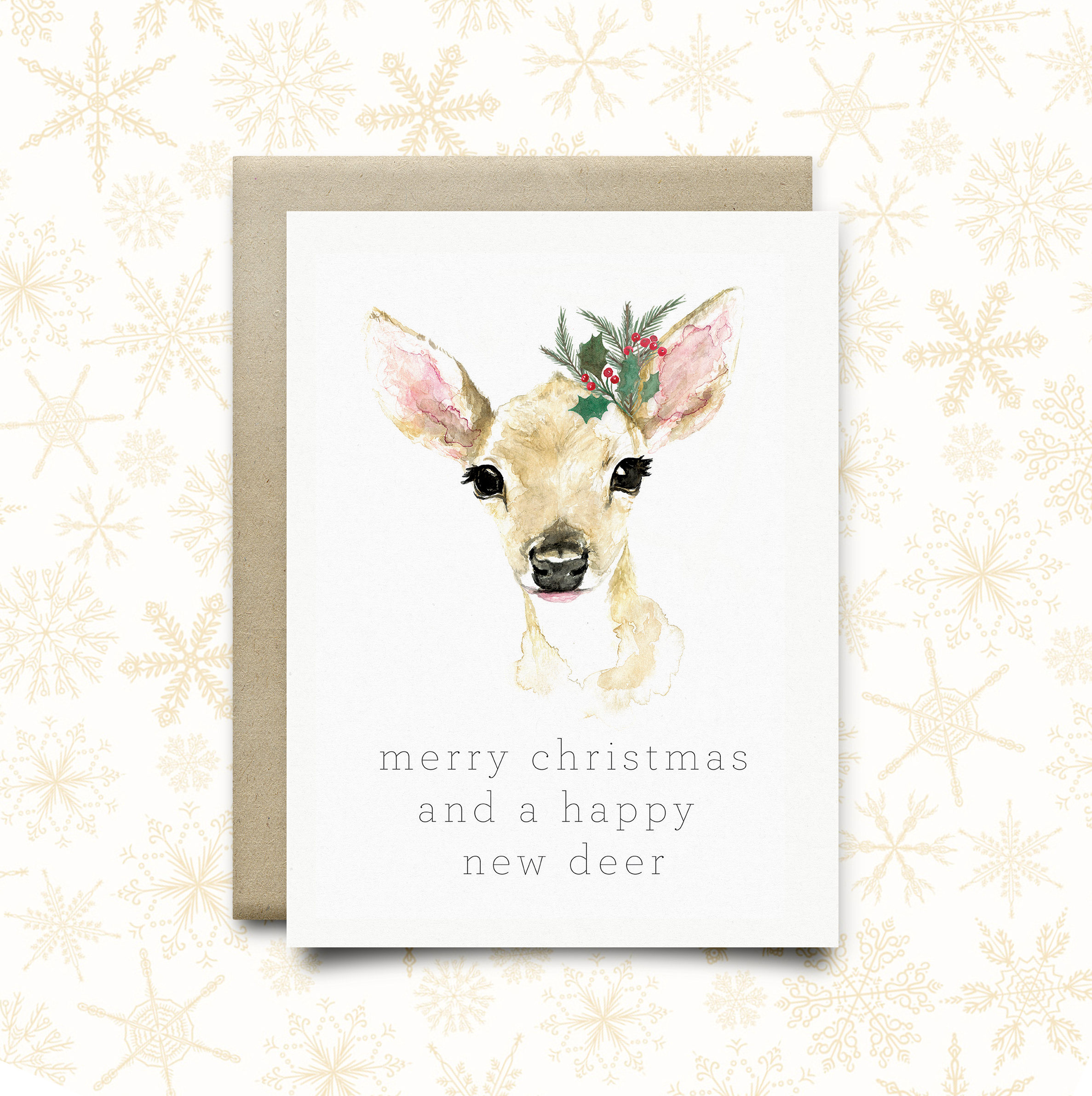 Deer Christmas Card Merry Christmas Happy New - Etsy Canada