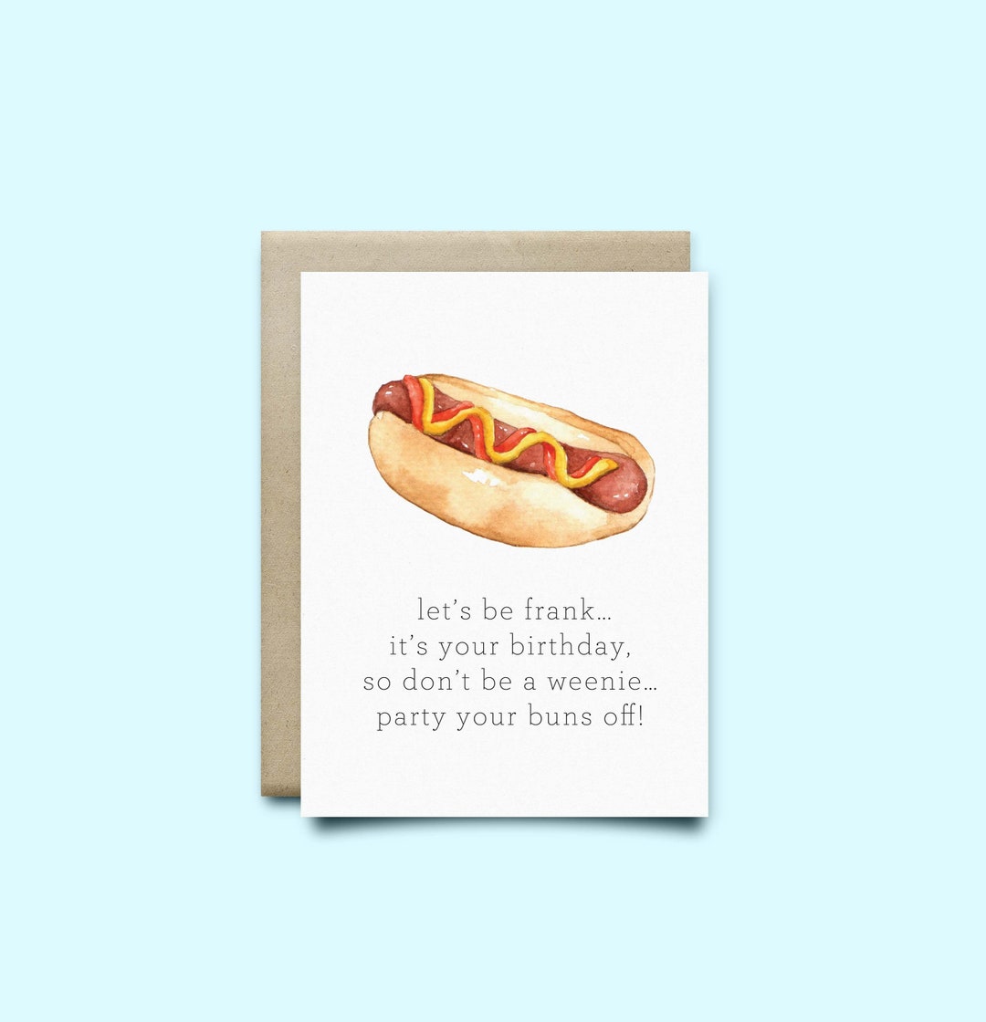 Hot Dog Birthday Card | Birthday Card | Hot Dog Card | Hot Dog Gift ...