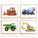 Printable Construction Theme Art Decor, Set of 4 Construction Vehicles ...