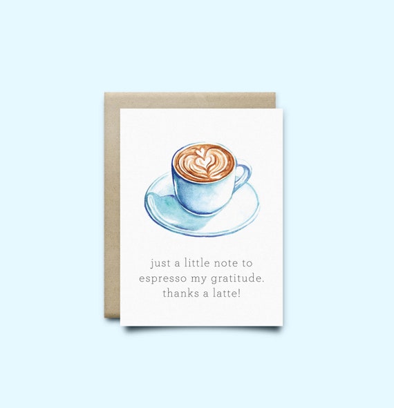 Coffee Thank You Card Thank You Card Thank You Greeting - Etsy