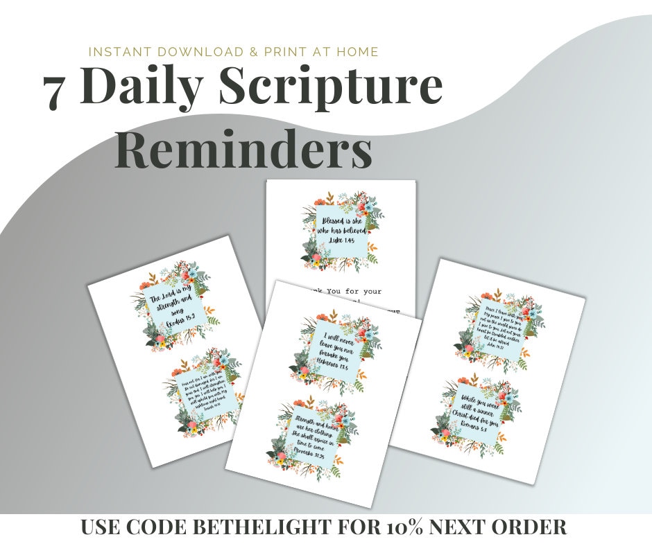7 Daily Scripture Reminders Printable. Instant Download. Print at Home ...