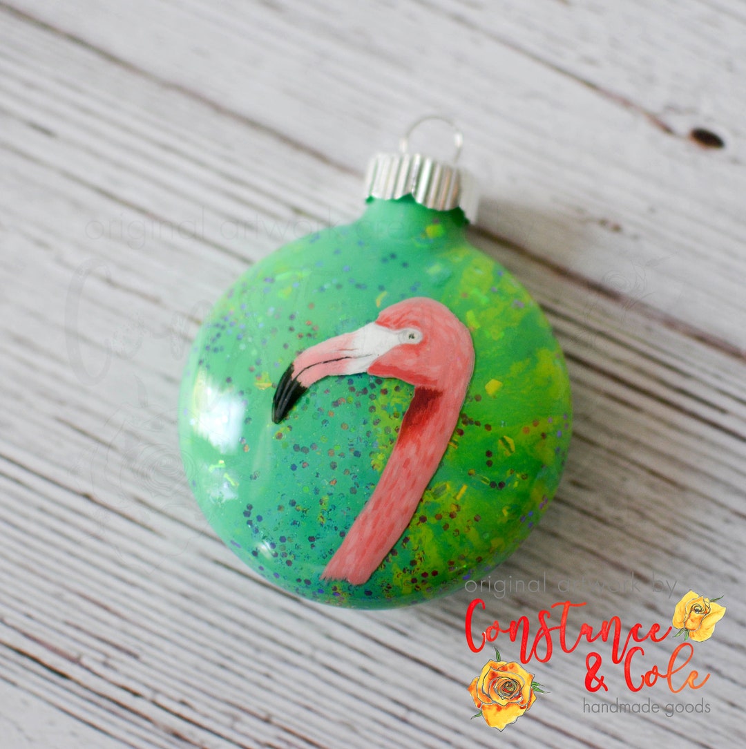 Hand Painted Flamingo Ornament, Flamingo Art, Flamingo Decor, Flamingo ...