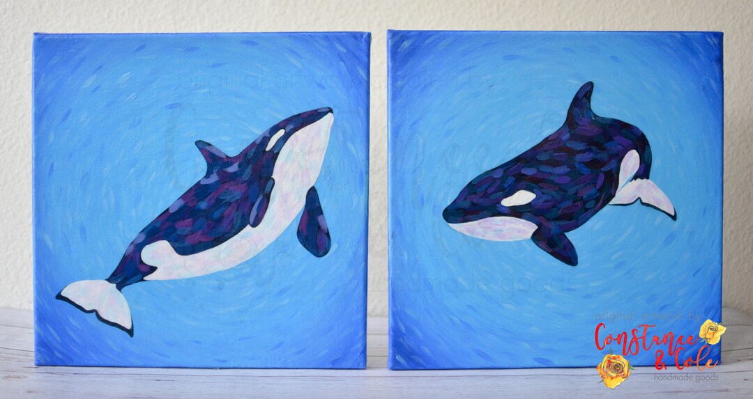 Hand Painted Orca Killer Whale Acrylic Paintings - You Will Receive ...