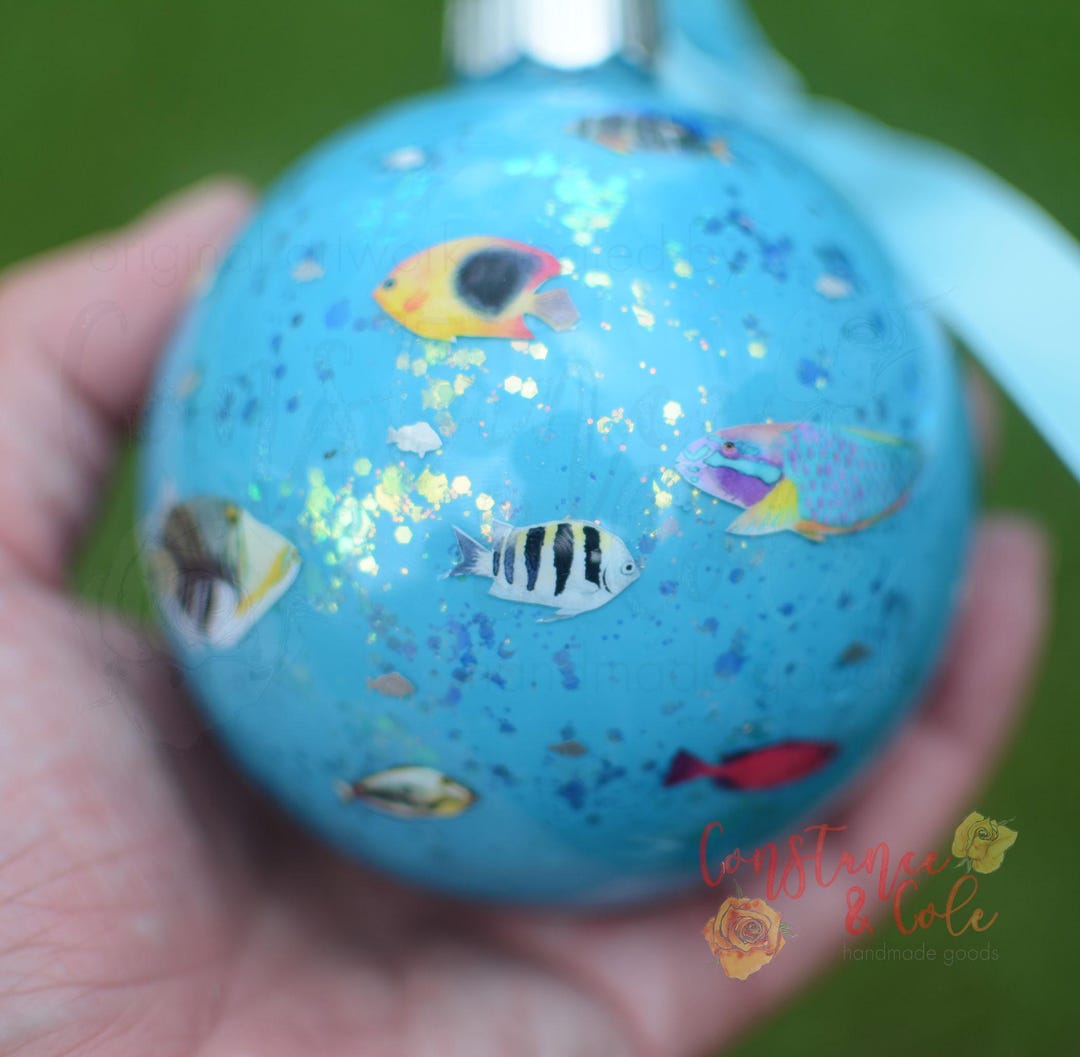 Tropical Reef Fish Bauble Ornament, Ocean Ornament, Reef Fish Ornament ...