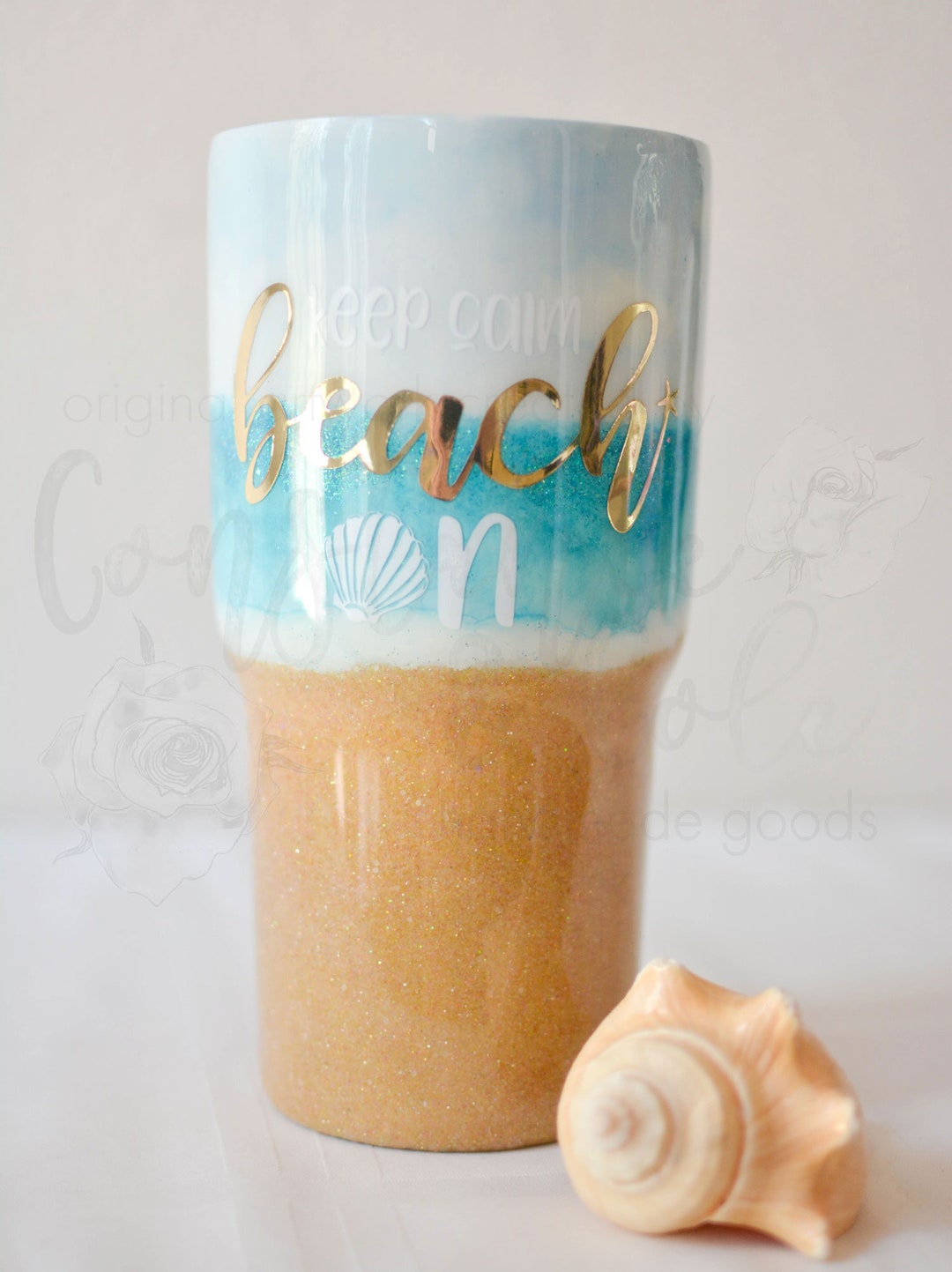 Keep Calm, Beach On! Stainless Steel Beach Tumbler. Sand, Waves Beach ...