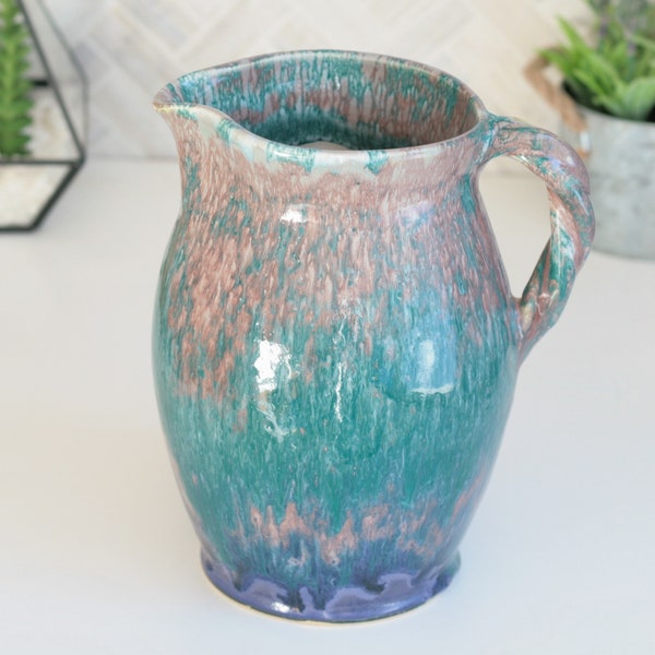 Blue Ceramic Pitcher - Etsy