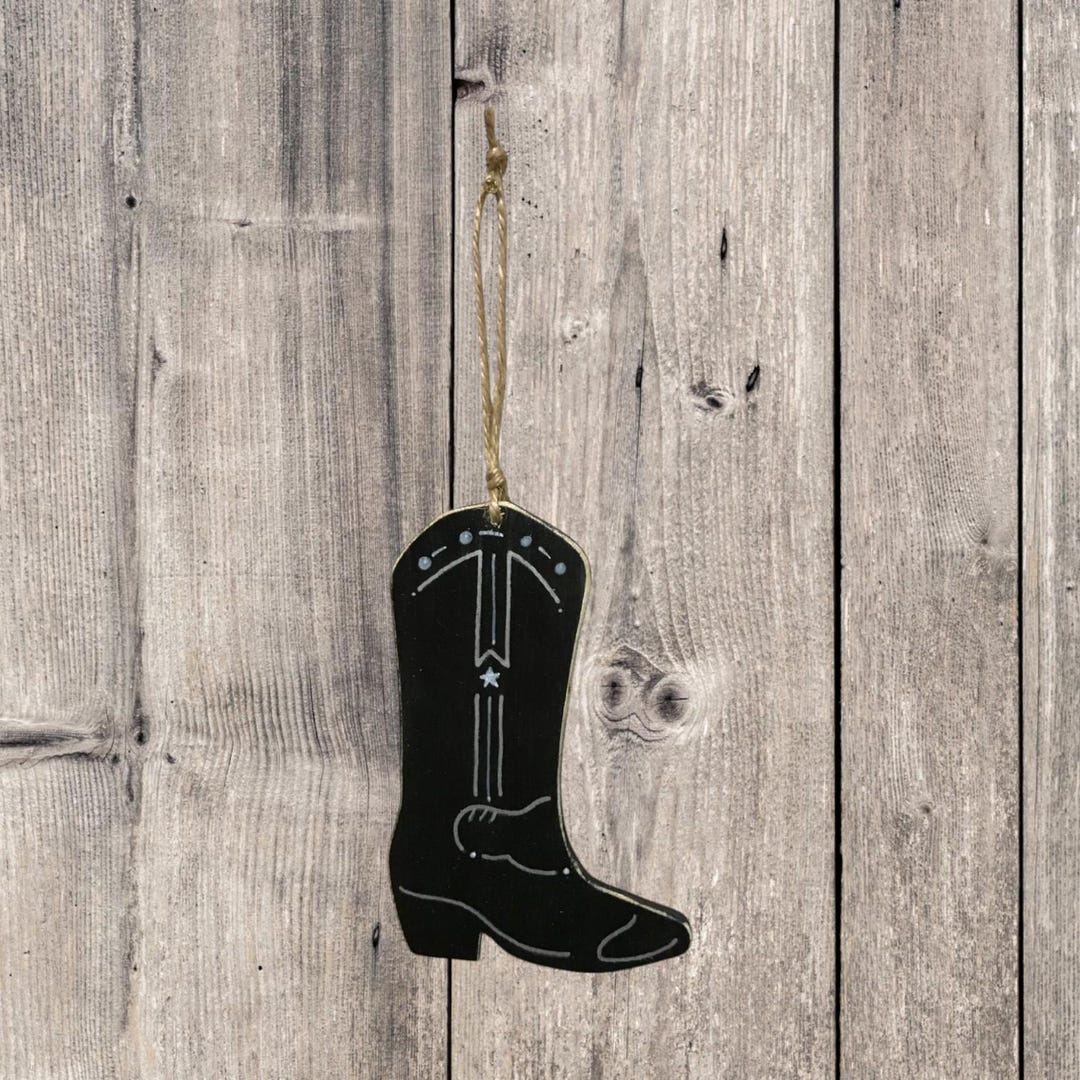 Wooden Cowboy Boot Ornament - Etsy