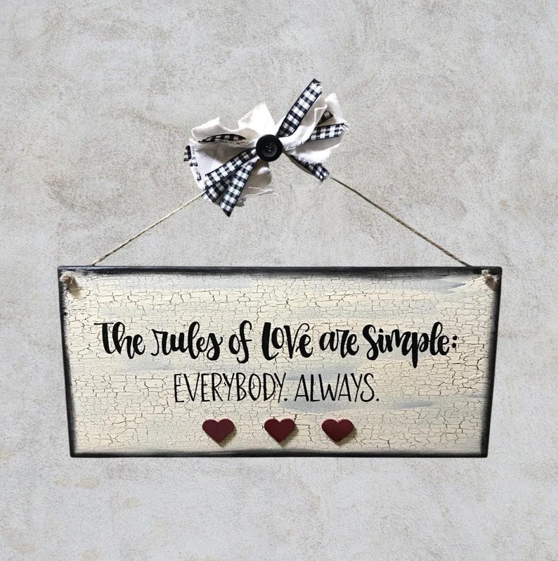 The Rules of Love Wooden Wall Hanging - Etsy