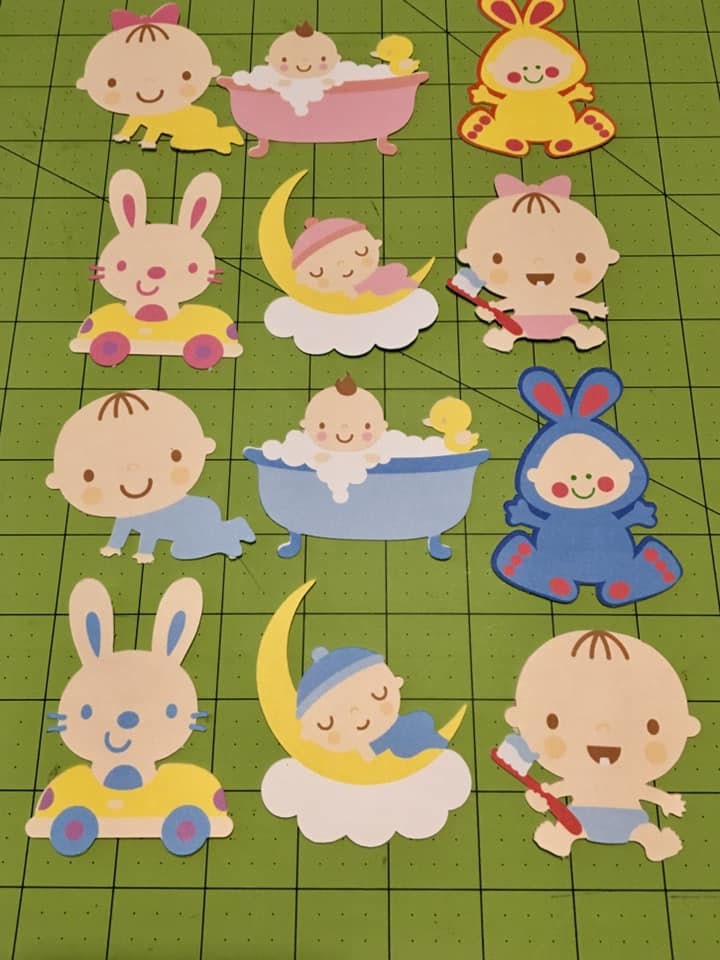 24 Babies Cutouts, 24 Premade Diecuts Baby Girl, Baby Boy, Shower ...