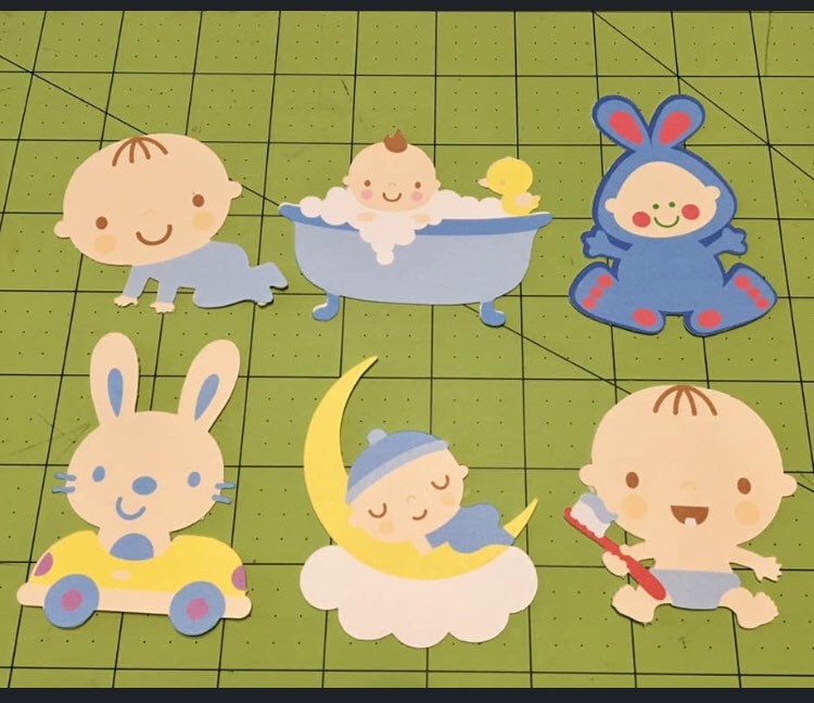 24 Babies Cutouts, 24 Premade Diecuts Baby Girl, Baby Boy, Shower ...