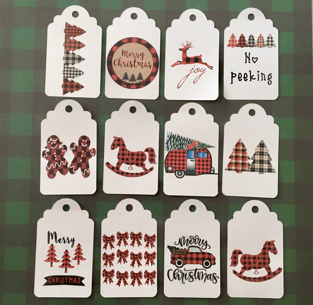 Christmas Tags Buffalo Plaid 12 Gift Tags Buffalo Plaid Themed Set of ...