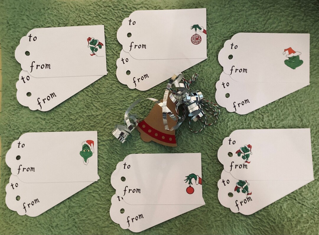 Christmas Grinch Character Gift Tags Themed Set of 12 Assorted Gift ...