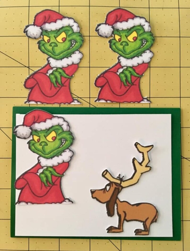 24 Christmas Grinch Cutouts, Premade Diecuts Sayings, Grinch Themed ...