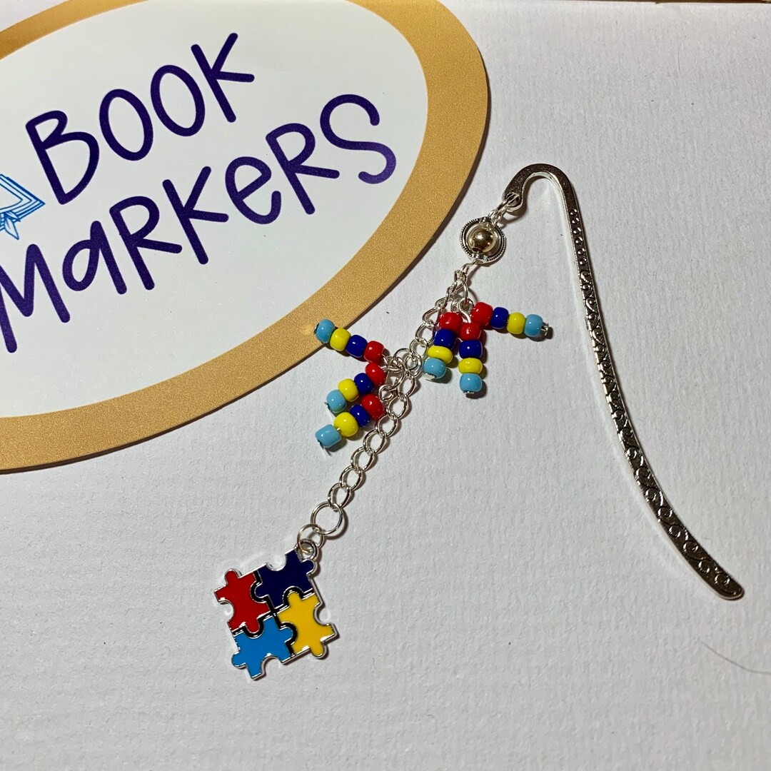 Book Marker Dangle, Autism Colors Unique Gift Idea, Metal Jewelry ...