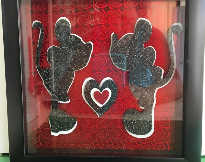 Shadowbox Gift Mickey Mouse Minnie Mouse Glass Shadow Box, 8x8, 3D ...