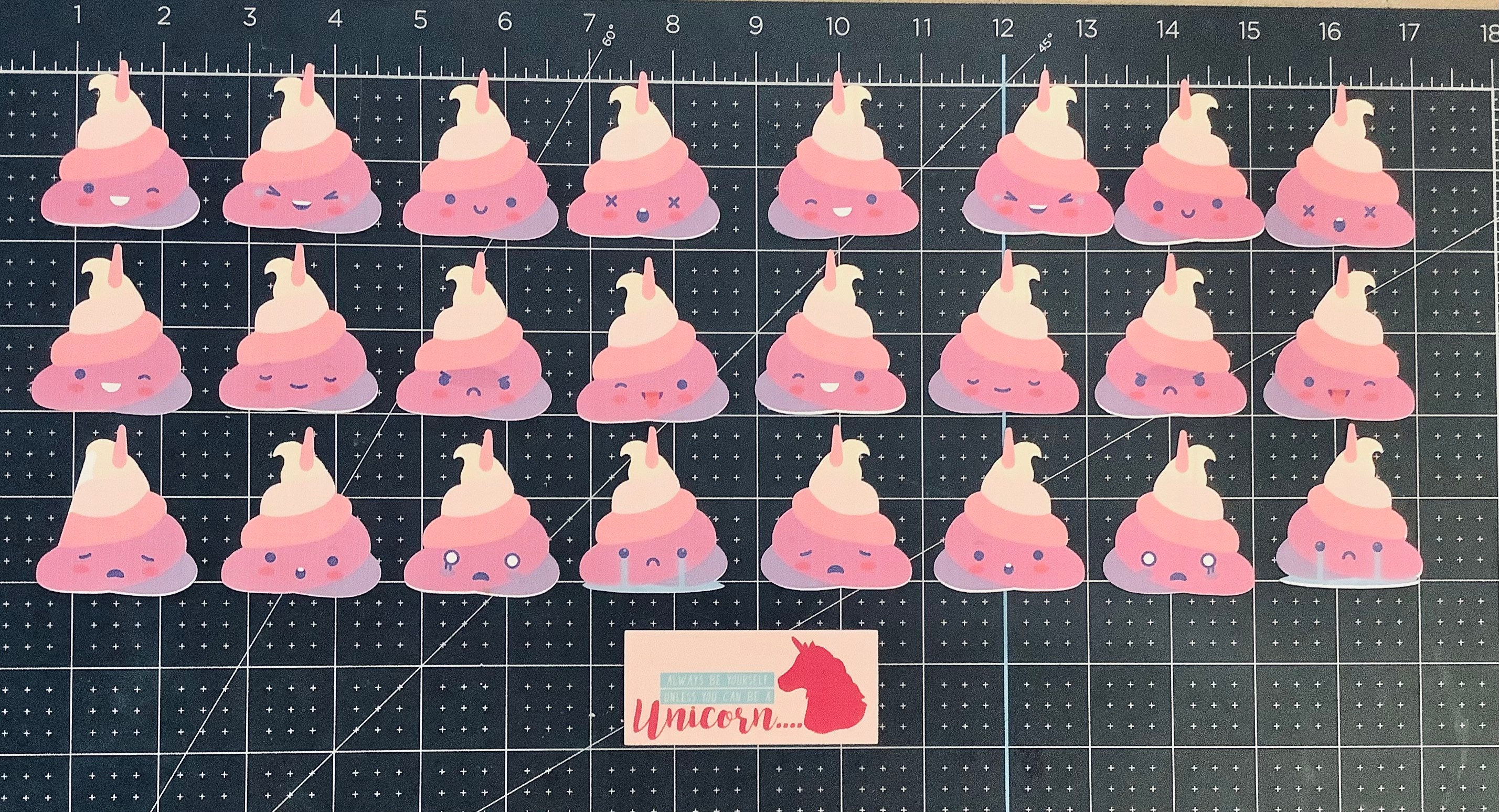 Unicorn Emoji Poop Themed Cutouts, 24 Assorted Unicorn Emoji Diecuts ...