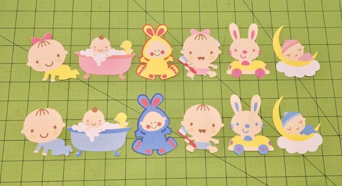 24 Babies Cutouts, 24 Premade Diecuts Baby Girl, Baby Boy, Shower ...