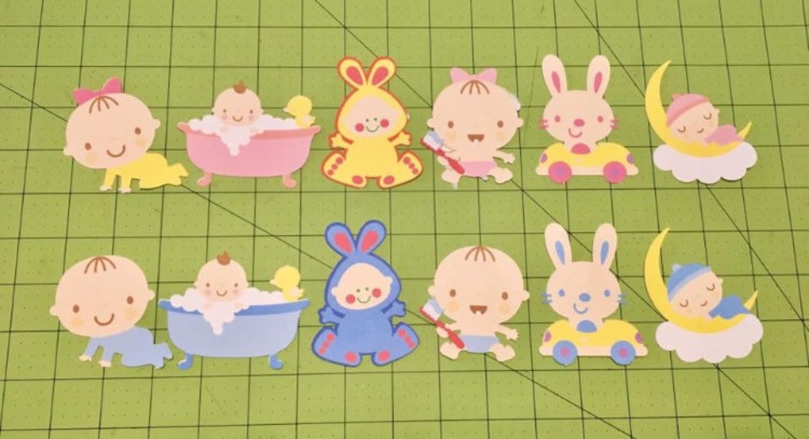 24 Babies Cutouts, 24 Premade Diecuts Baby Girl, Baby Boy, Shower ...