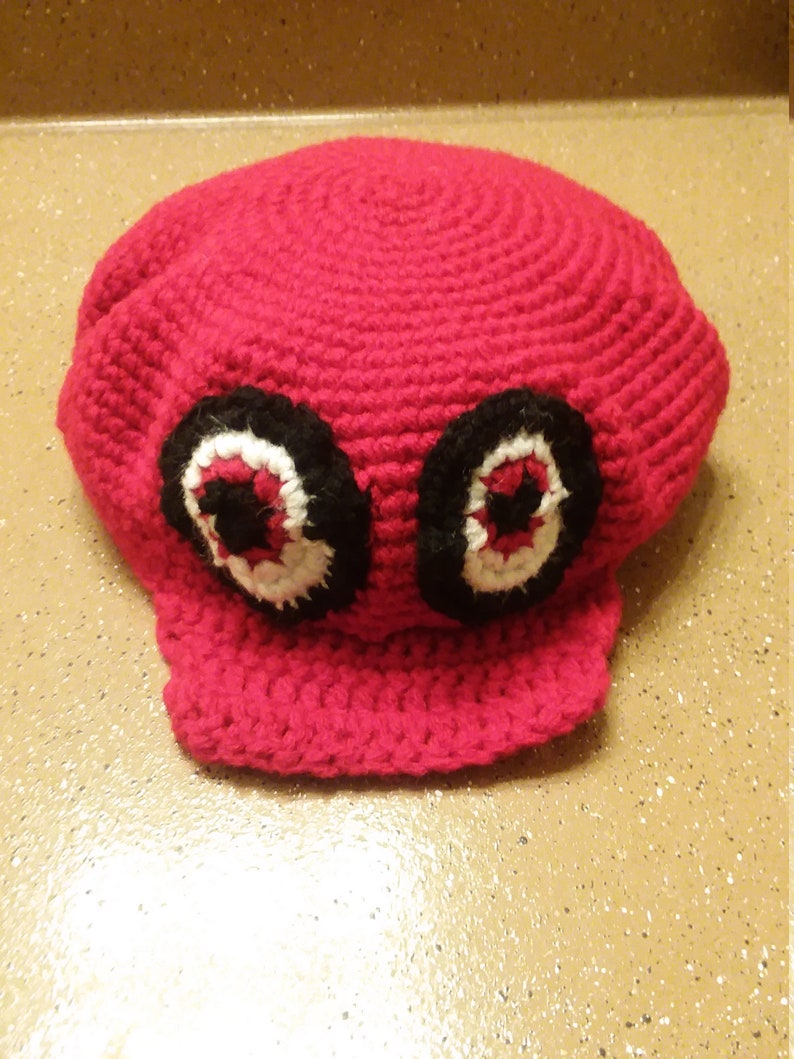 Crocheted Red-white Hat With Eyes, Red-white-hand Made Hat-crochet - Etsy