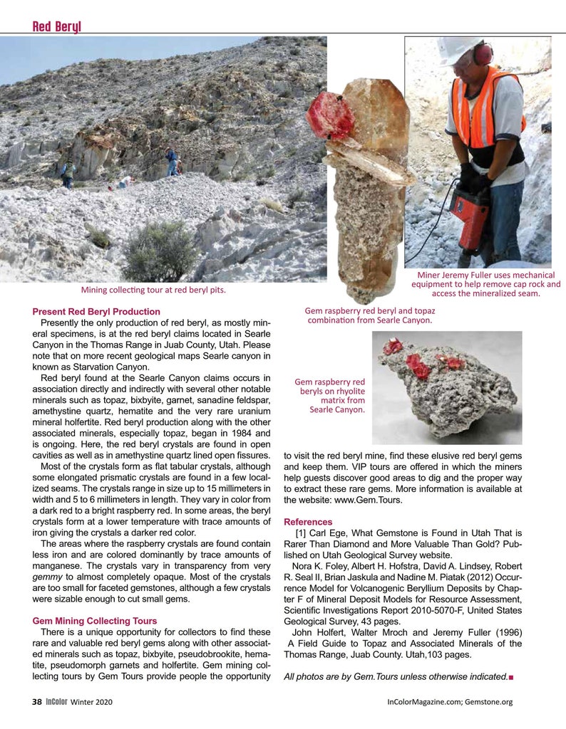 Rare Raspberry Red Beryl, Bixbite, Bixbyite, Mine Direct, Crystal ...