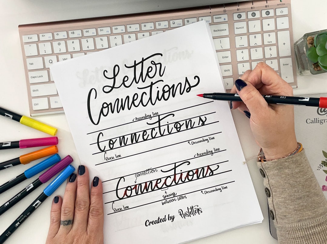 Letter Connections Practiceworksheets, Lettering Connections, Hand ...