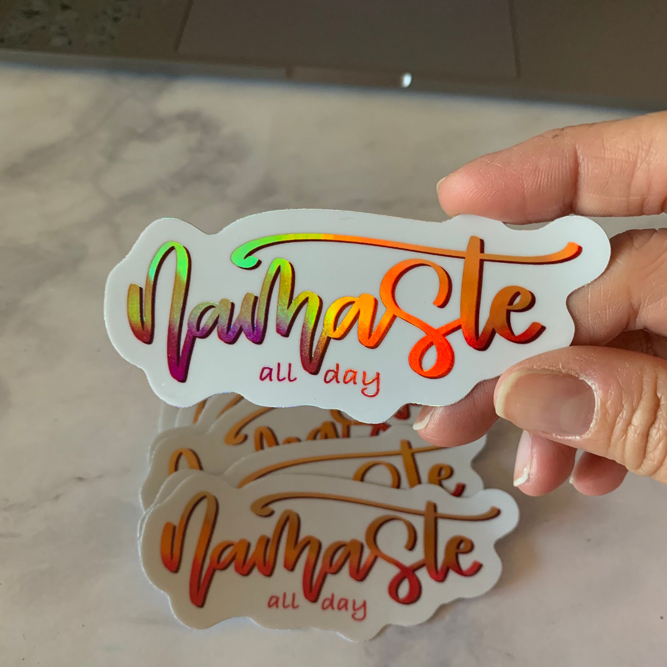 Namaste All Day Lettering Silver Vinyl Proof. 3.9"x1.6" Hand Lettering ...