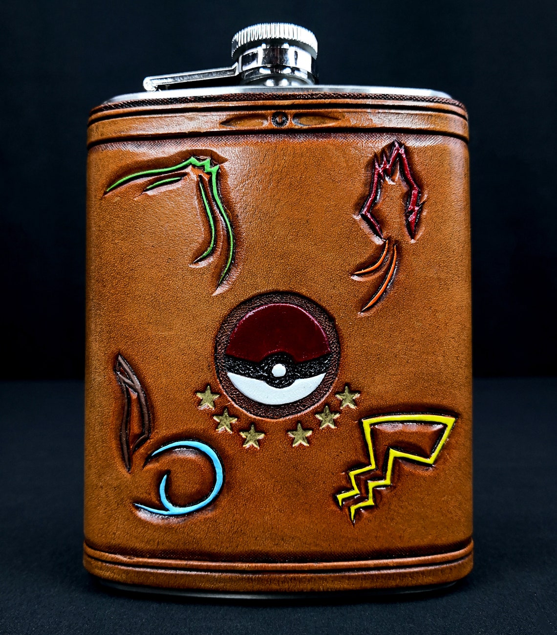 Pokemon Starters Leather Flask Inspired by the World - Etsy