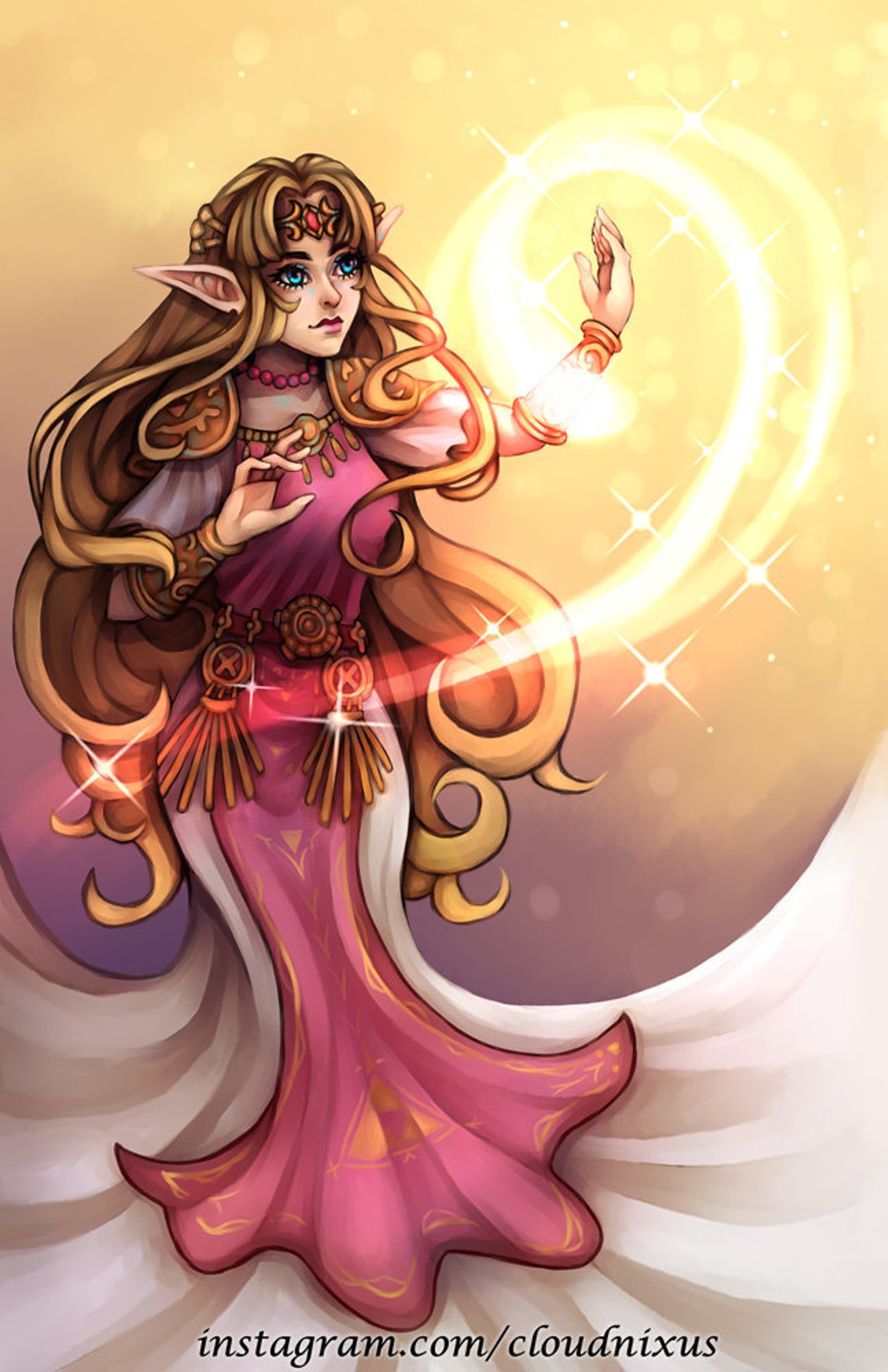 A Link Between Worlds Princess Zelda 4x6 8x11 And 11x17 Prints Etsy