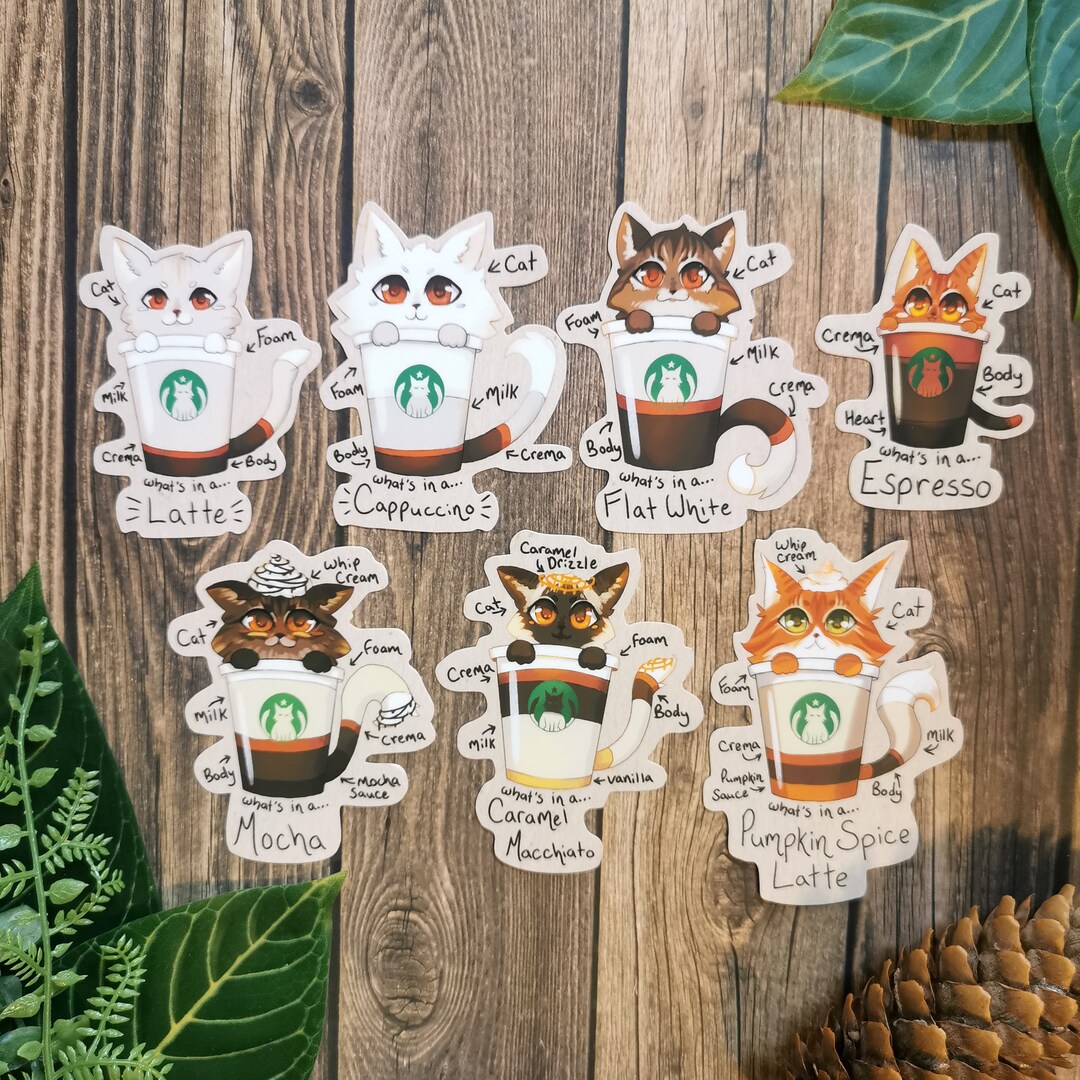 Coffee Cat Stickers VINYL WATERPROOF - Etsy