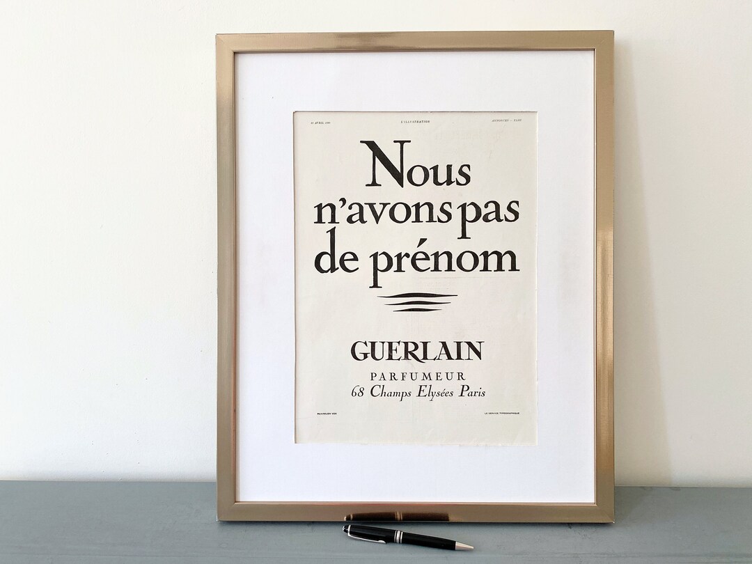 Rare Authentic Guerlain Wall Art Print, Paris Haute Couture Wall Decor ...