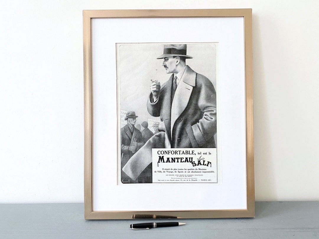 Original 1920s Vintage French Menswear Ad Print: Authentic Art Deco ...