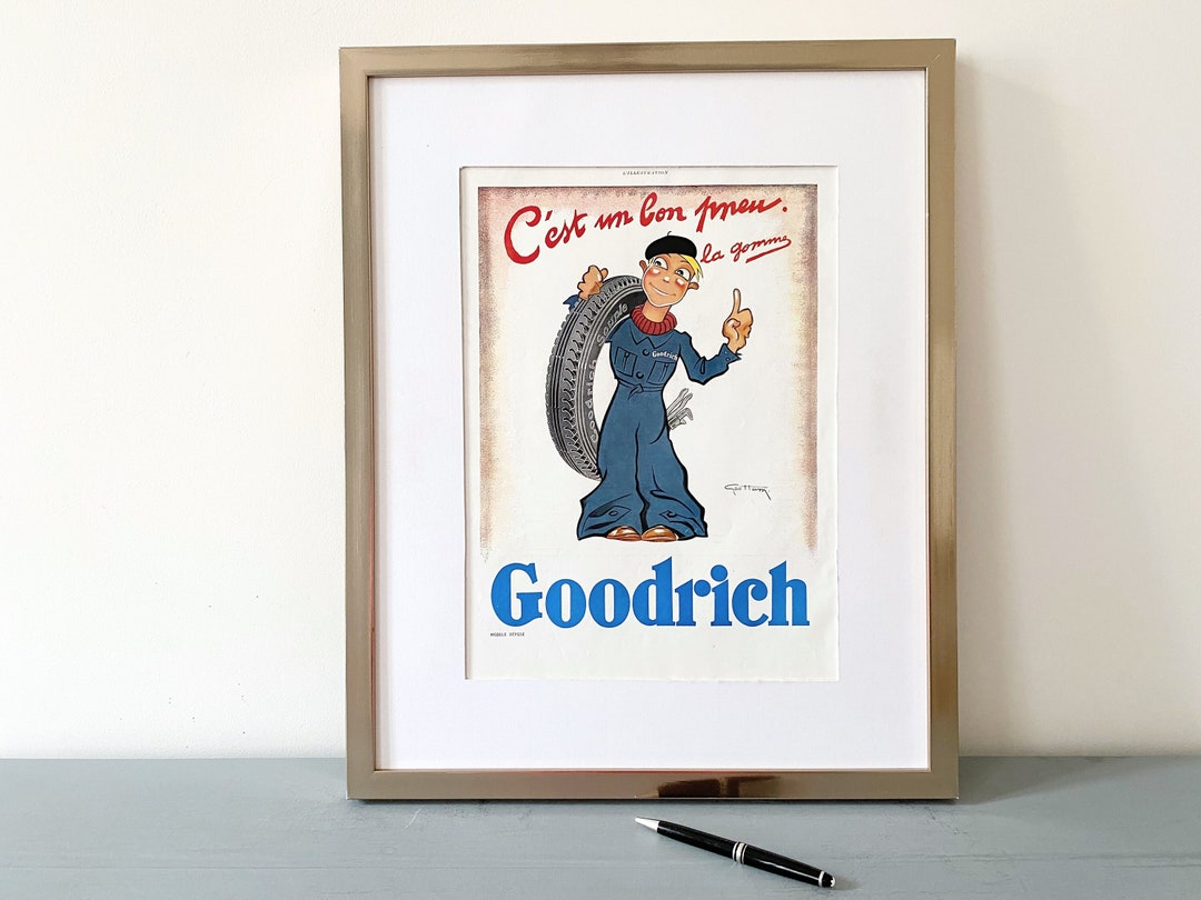 Rare Authentic Vintage Goodrich Tyres Print, Men Birthday Gift for Car ...