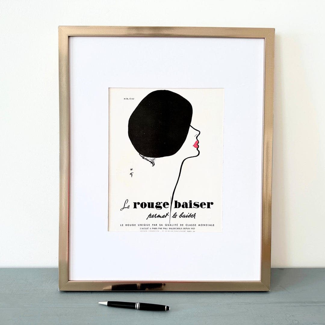Original Vintage Red Lipstick Advertisement Poster From French Vogue ...