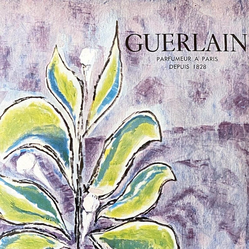 Original 1950s Vintage Guerlain Perfume Ad Print: Abstract French Vogue ...