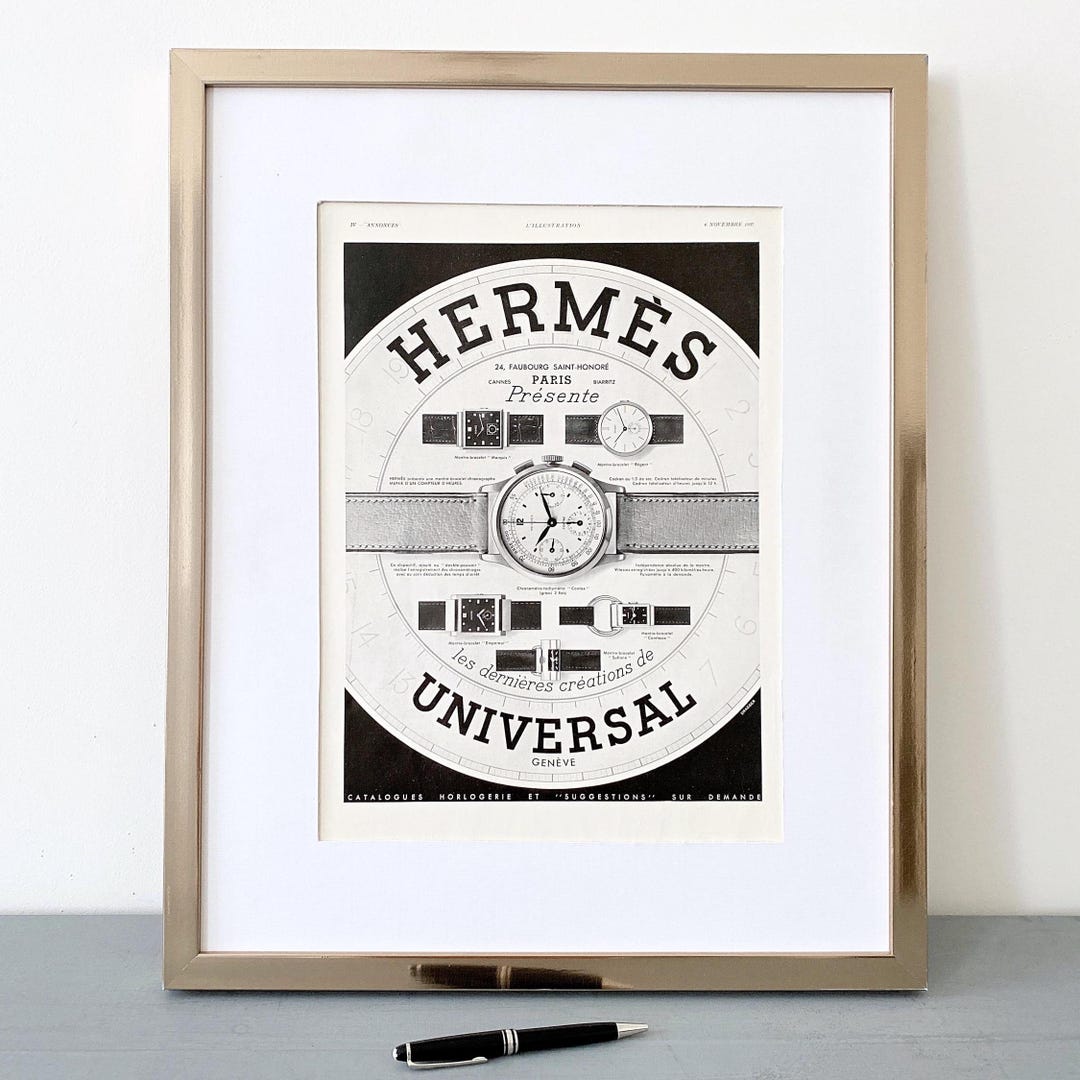 1930s Vintage Hermes Watch Advertisement Print, Luxury Swiss High ...