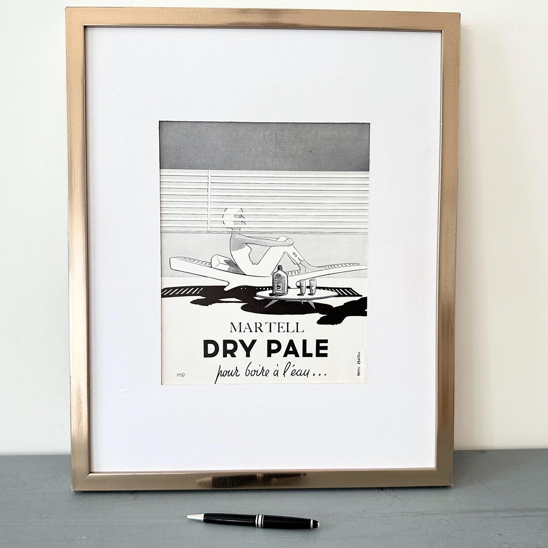 Vintage Mid Century Modern Martell Cognac Ad Poster, Retro Kitchen or ...