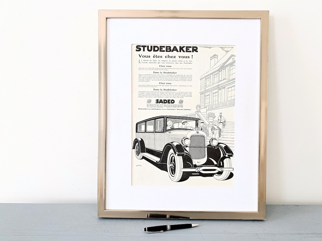 Vintage Studebaker Supercar Drawing Ad Poster, Original French ...