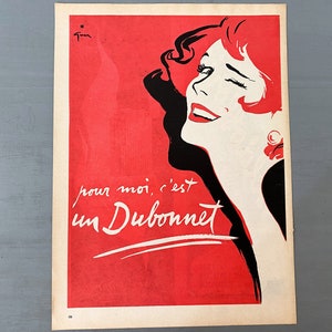 Authentic Vintage Dubonnet Aperitif Ad Poster by Rene Gruau, Mid ...