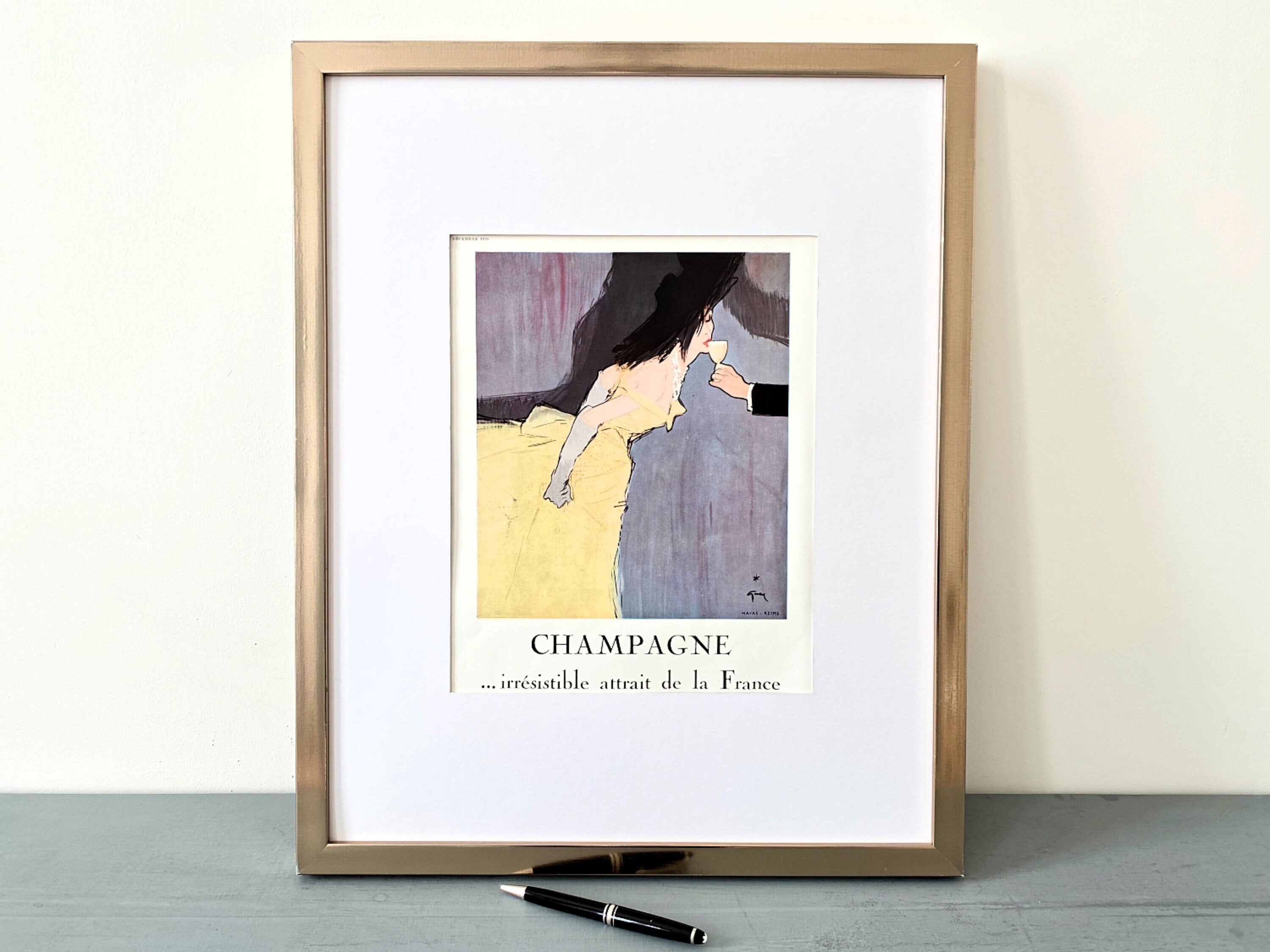 Rare Authentic Vintage Champagne Advertisement Poster by Rene Gruau ...