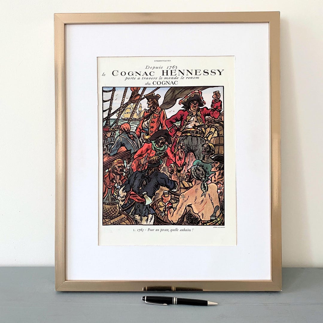 Original French Vintage Hennessy Cognac Advertisement, Retro Pirate ...