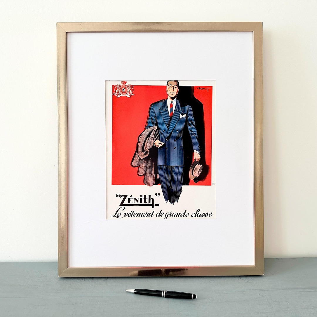 Original Vintage French Man Retro Advertisement Poster, Mid Century Men ...