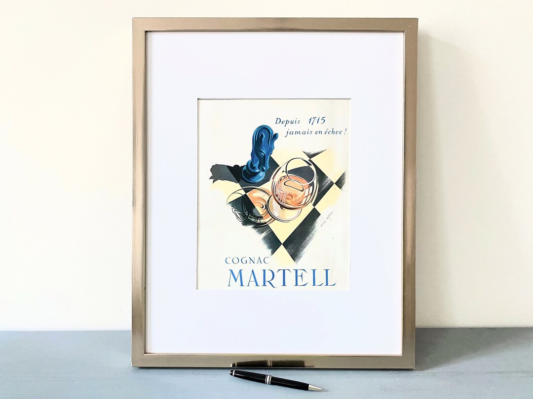 Vintage Mid Century Modern Martell Cognac Ad Poster, Retro Kitchen o ...
