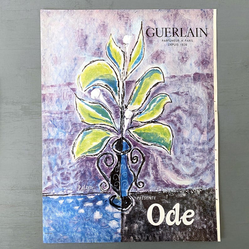 Original 1950s Vintage Guerlain Perfume Ad Print: Abstract French Vogue ...