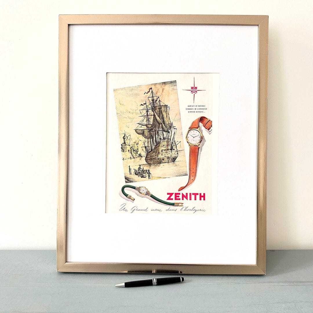 Original 1950s Vintage Zenith Swiss Watch Ad Print: Authentic French ...