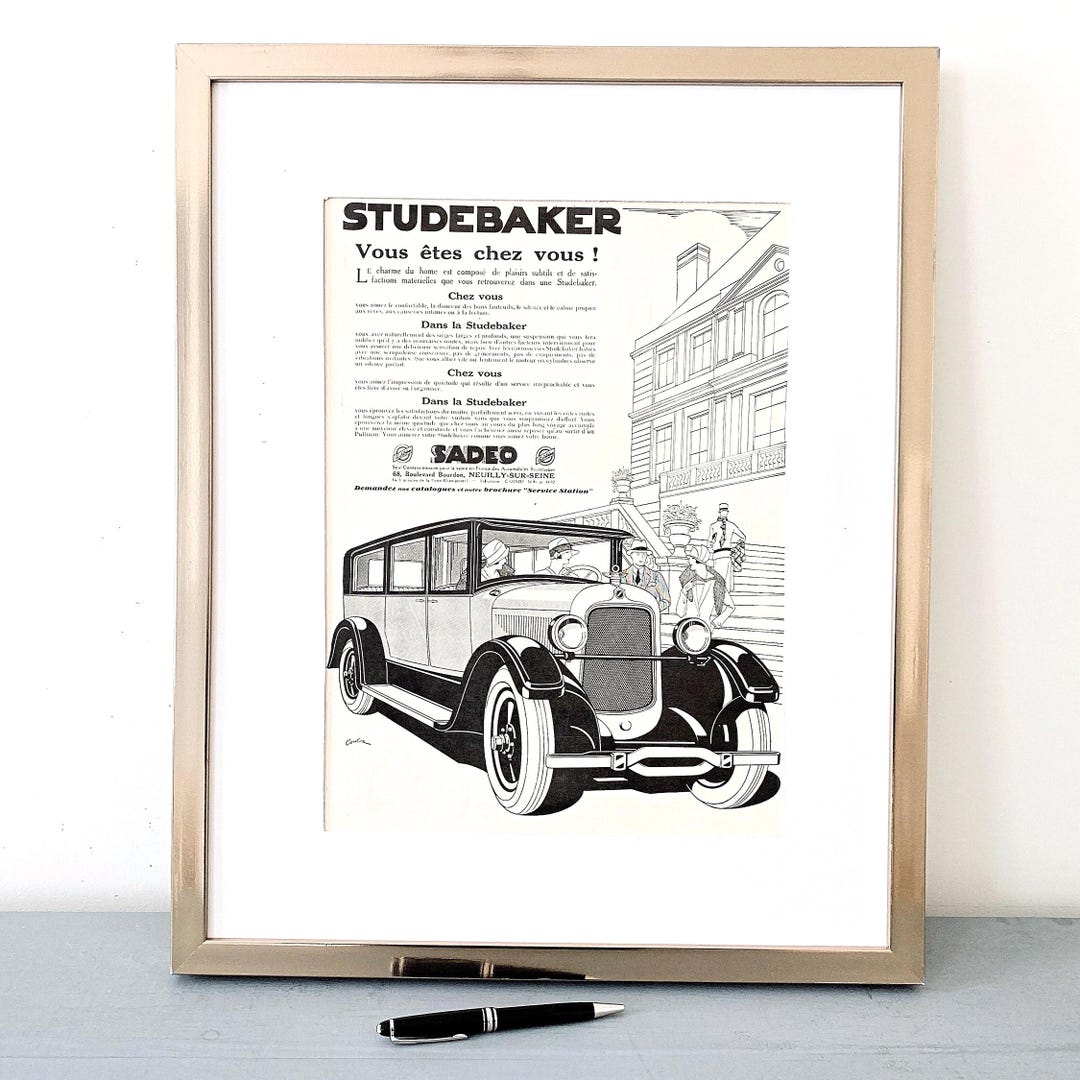 Original 1930s Vintage Studebaker Ad Poster: French Supercar Drawing ...